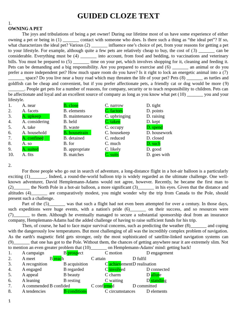 GUIDED-CLOZE-TEXT-ÔN-THI-CHUYÊN-2025 | PDF | Permaculture | Rain
