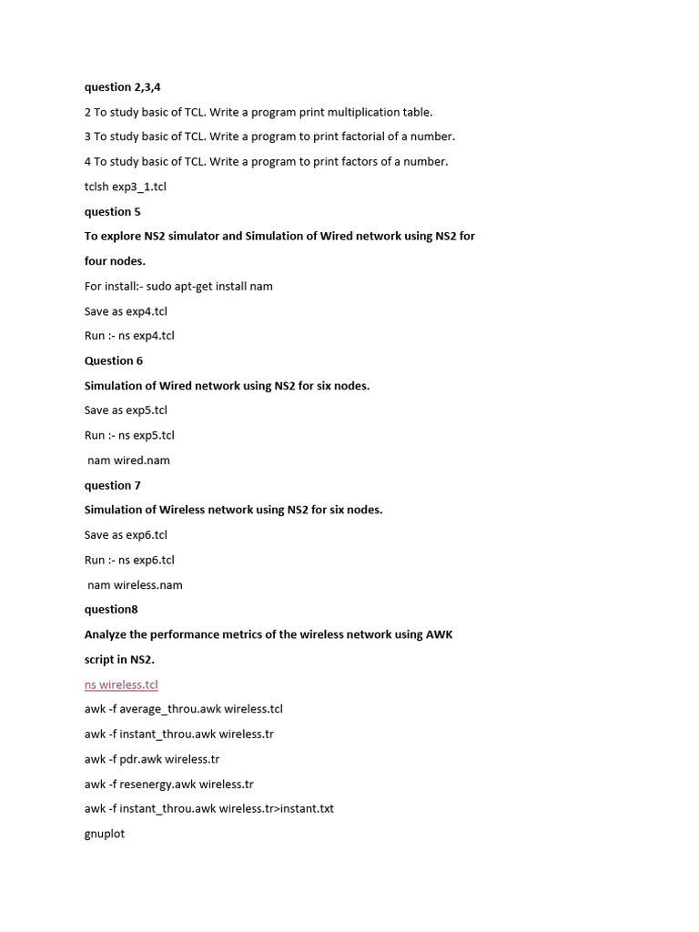TCL and NS2 Network Simulations Guide | PDF