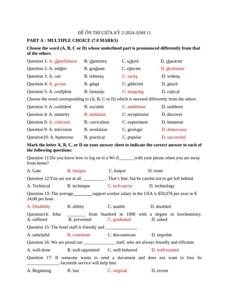 ÔN TÂP GK2 LOP 11 đề | PDF | World Wide Web | Internet & Web