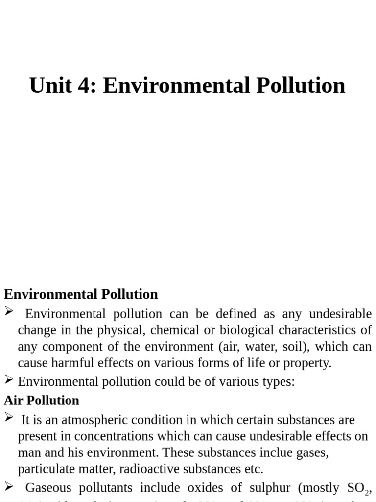 Unit 4 - Environmental Pollution | PDF | Radiation | Water Pollution