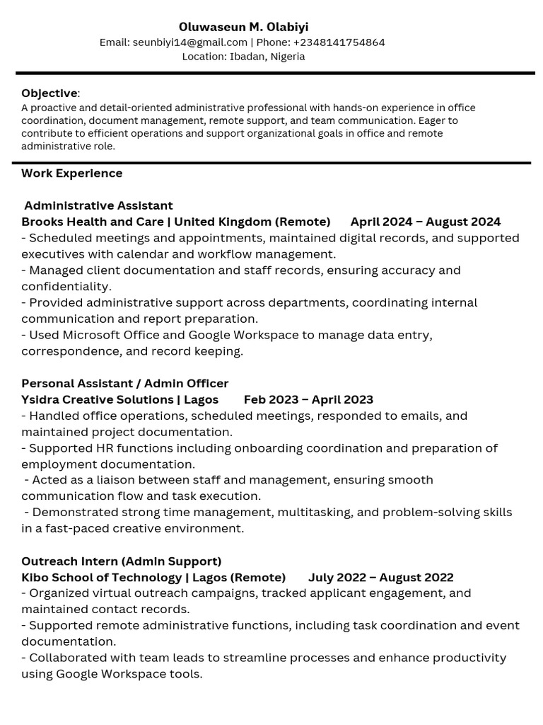 Oluwaseun Olabiyi CV PDF | PDF | Microsoft Office | Educational Technology