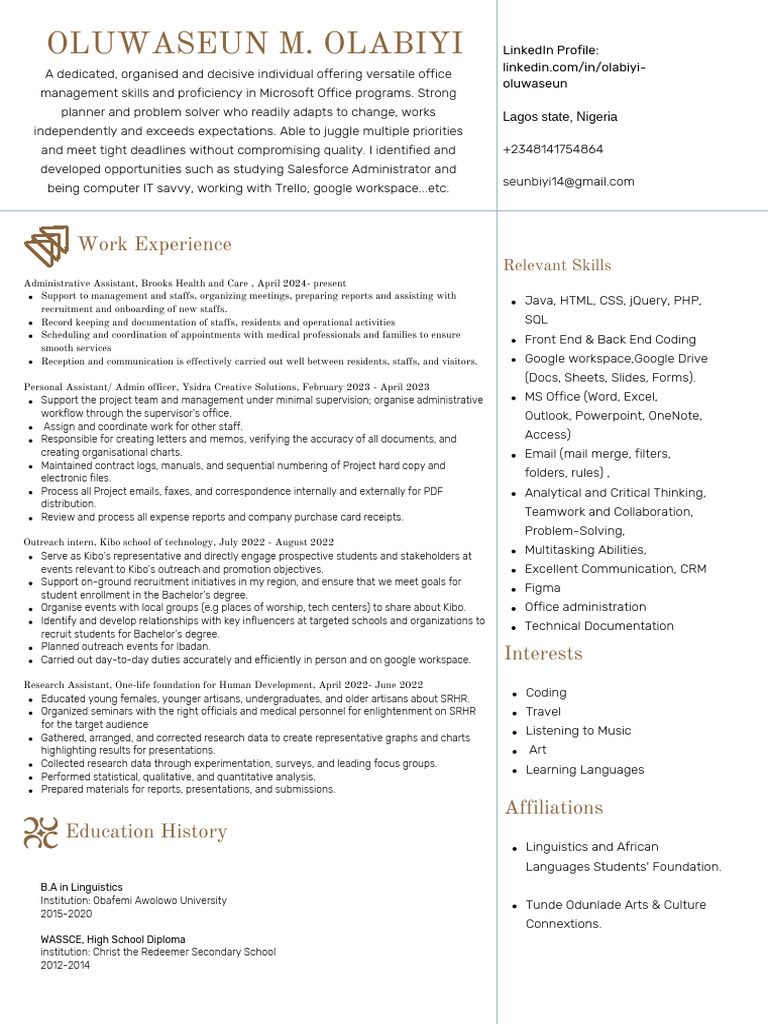 Oluwaseun Olabiyi. CV PDF | PDF | Microsoft Office | Computing