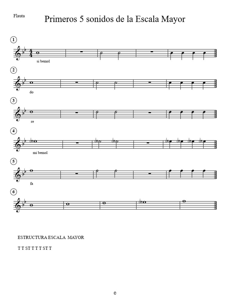 Primeros 5 Sonidos de La Escala Mayor - Flauta | PDF
