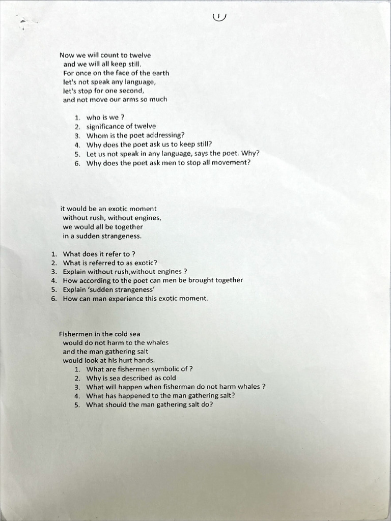 Keeping Quiet List of Questions | PDF