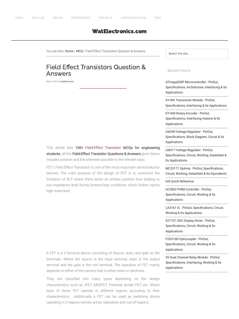 Types of MOSFETs Explained | PDF | Field Effect Transistor | Mosfet