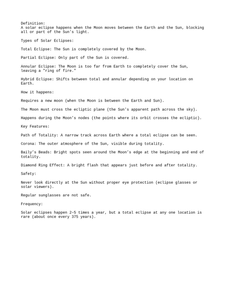 Solar Eclipse | PDF