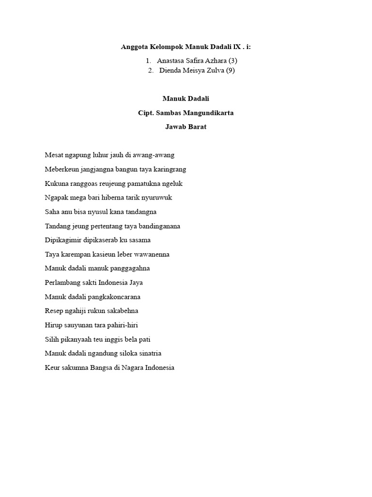 Dokumen Manuk Dadali | PDF
