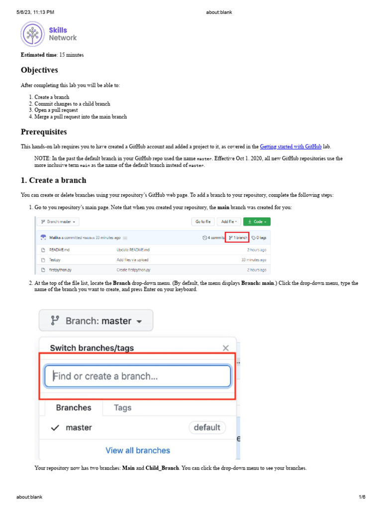 Branching and Merging (Web UI) | PDF | Application Software ...