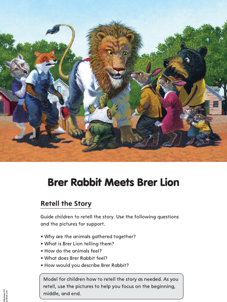 Retelling Cards. Brer Rabbit Meets Brer Lion | PDF