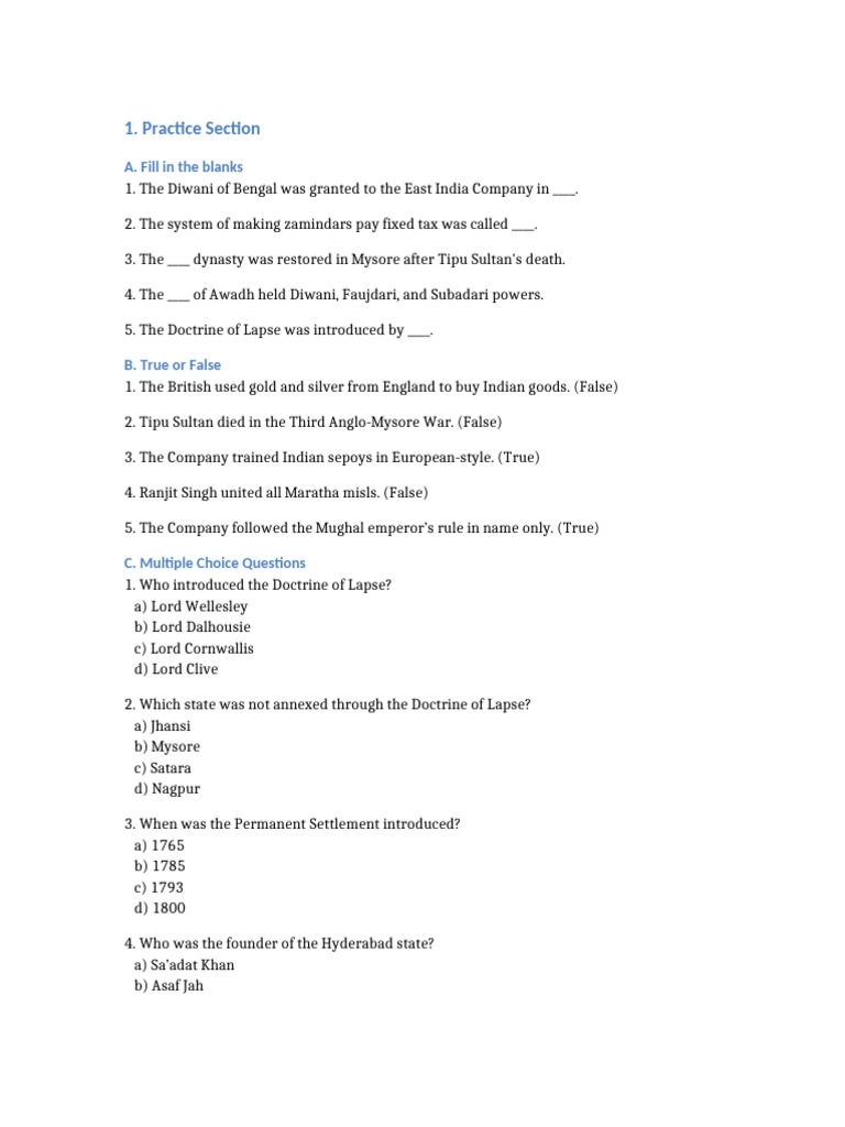 Complete Eighteenth Century Notes and Practice | PDF