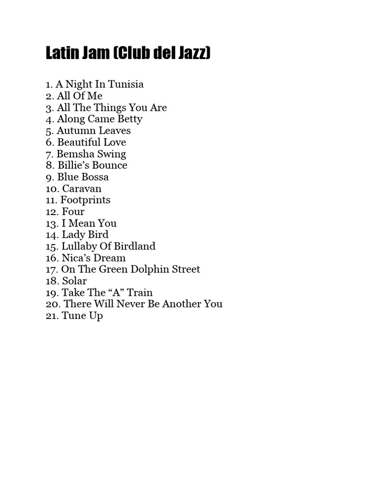 Latin Jam (Club Del Jazz) | PDF
