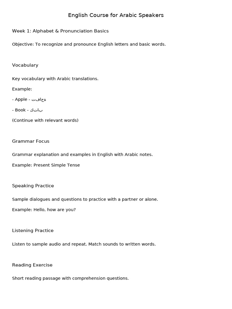 Full English Course Arabic Students | PDF | Vocabulary | English Language