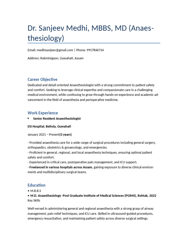 Dr_Sanjeev_Medhi_CV | PDF