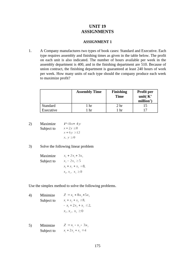Bba Bs 340 Unit 19 Assignments | PDF | Linear Programming | Applied Mathematics