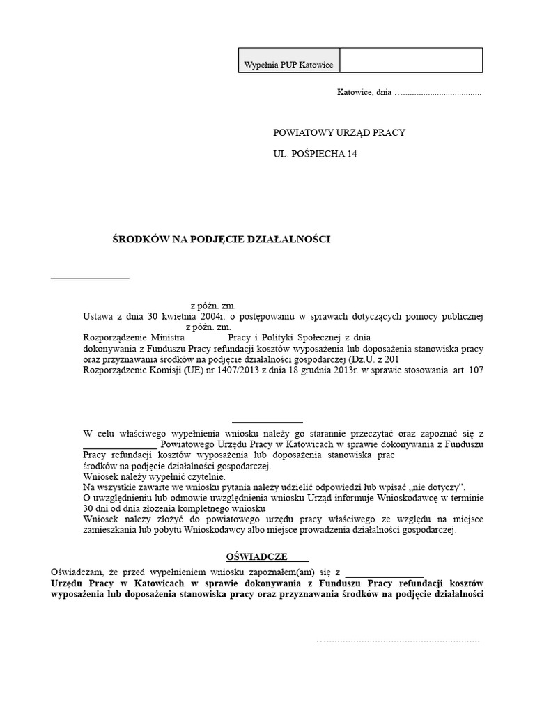 Druk Wniosku o Dofinansowanie | PDF