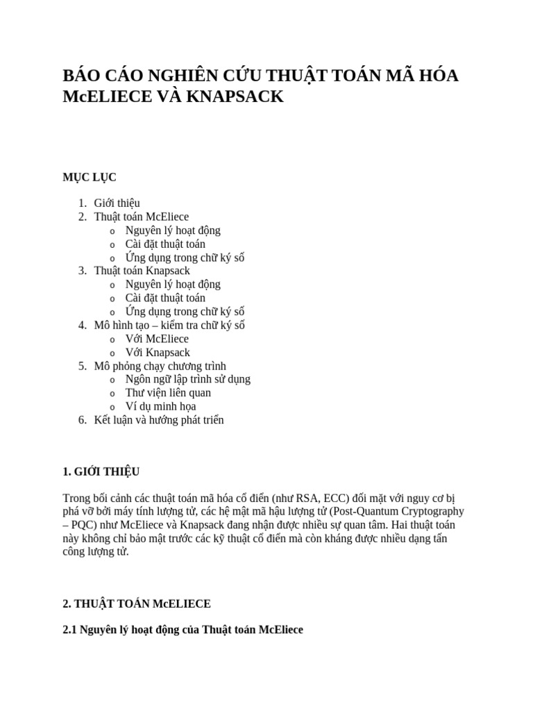 McELIECE VÀ KNAPSACK | PDF