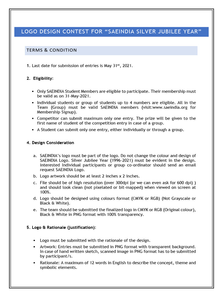Terms and Conditions - Logo Design Competition | PDF