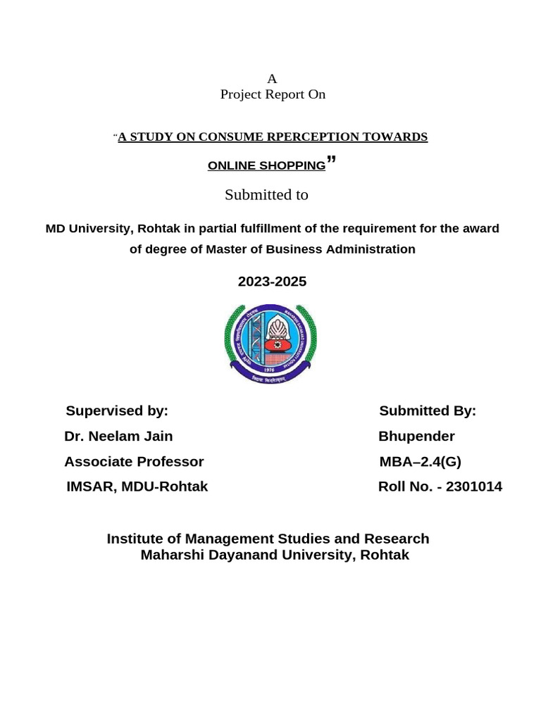 Bhupender Project Report 14 | PDF | E Commerce | Online Shopping