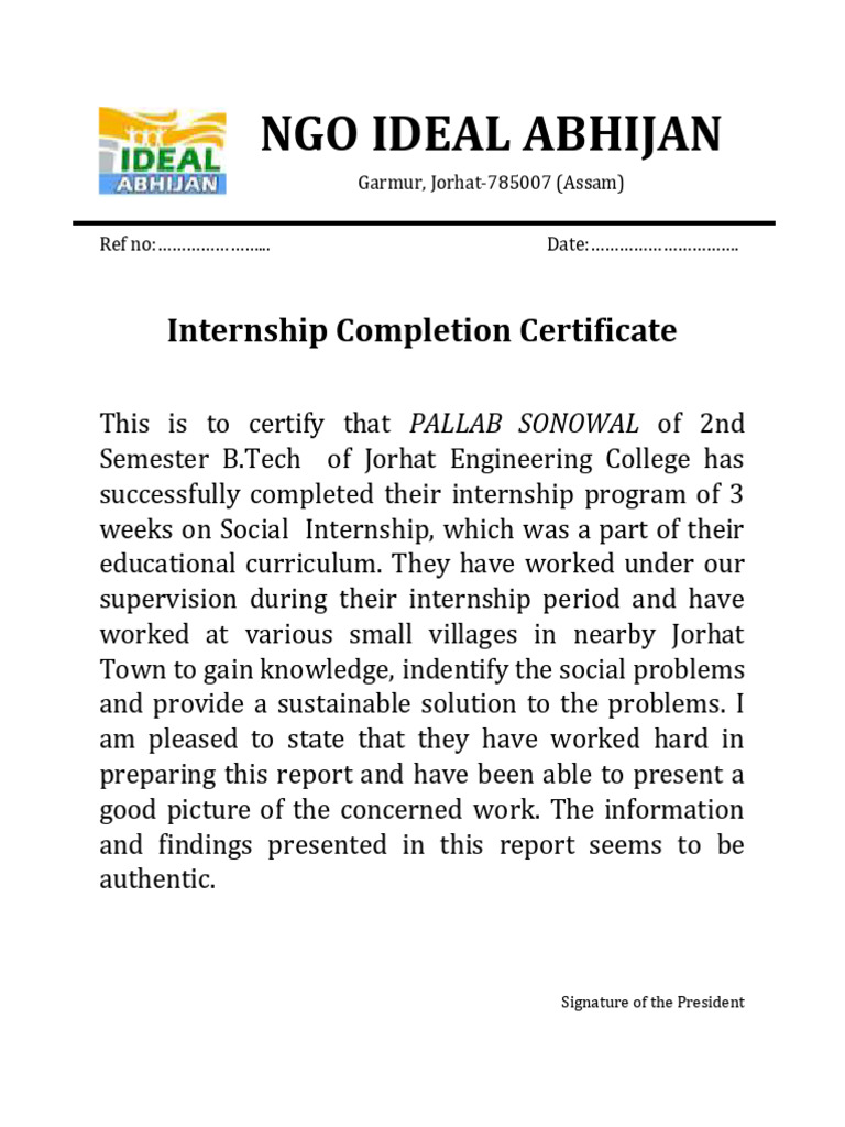 Ideal Ngo Certificate | PDF