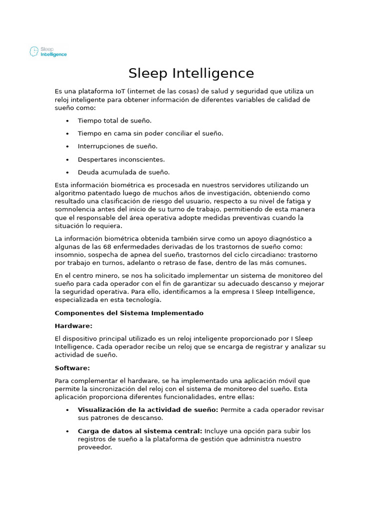 Sleep Intelligence | PDF | Dormir | Internet de las Cosas
