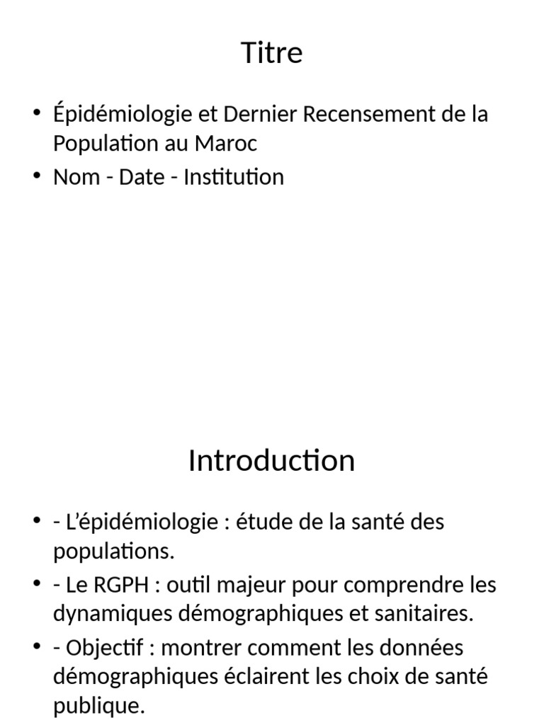 Recensement Epidemiologie Maroc 2024 | PDF