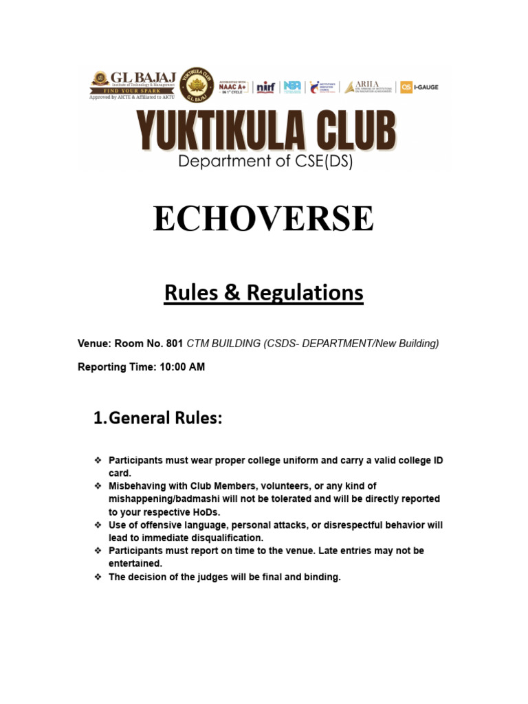 ECHOVERSE Rules and Regulations | PDF