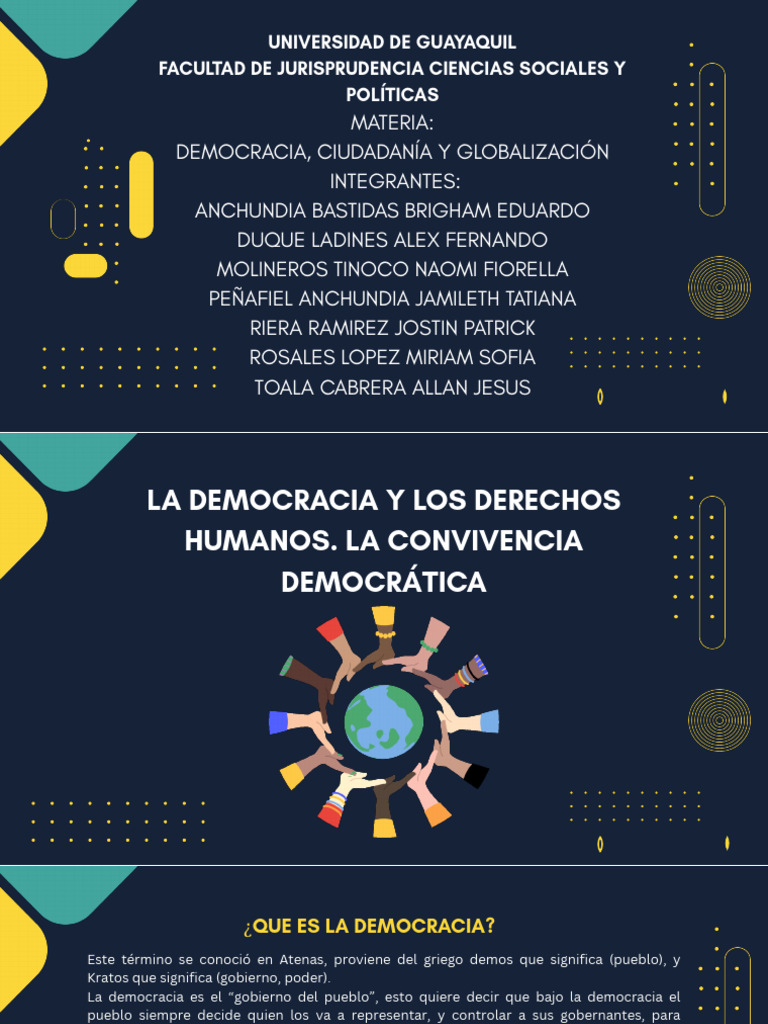 Diapositivas Grupo 3 Democracia-Derechos Humanos y Convivencia Democrática | PDF | Derechos ...