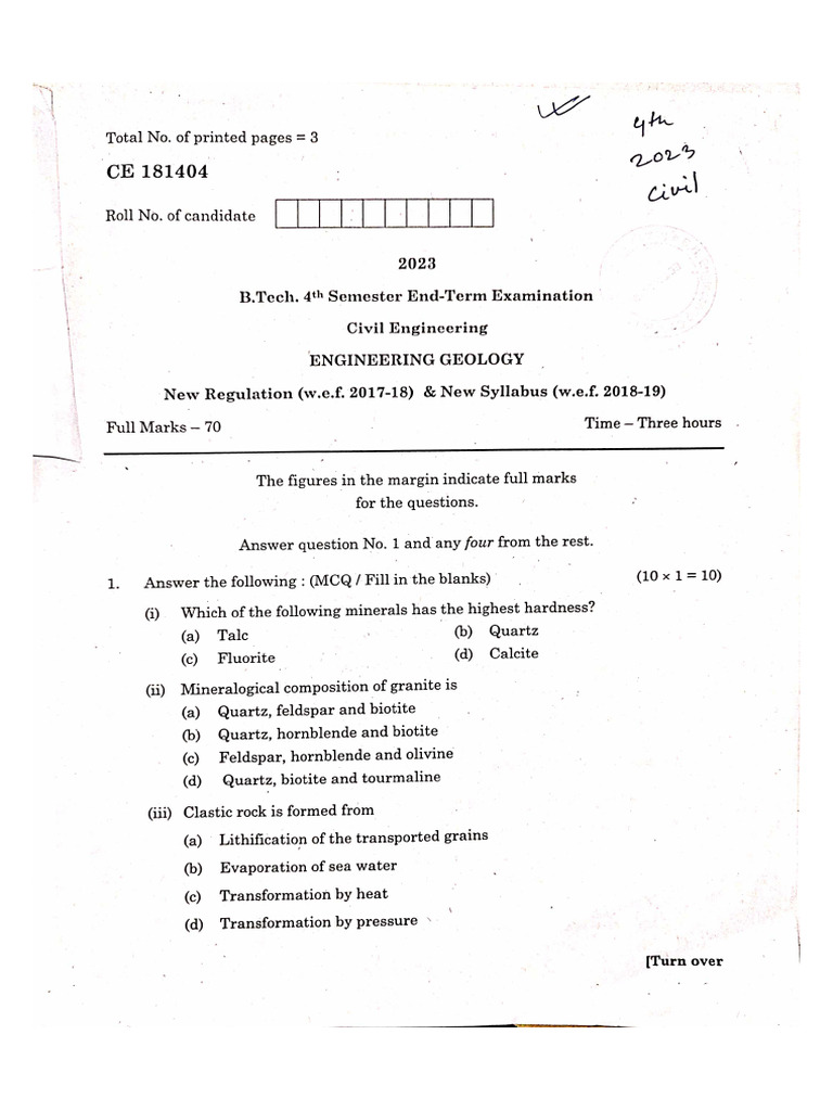Engineering Geology PYQ | PDF