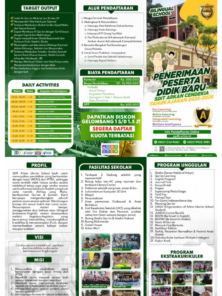 Brosur PPDB 2025-2026 SDIT Arkan Cendekia | PDF