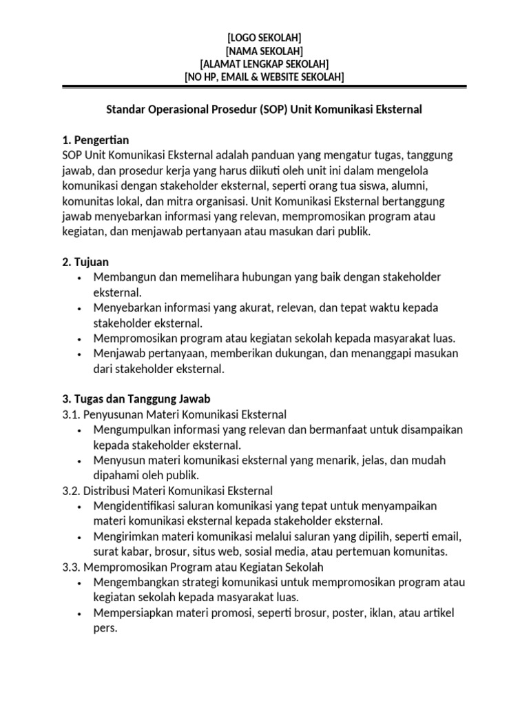 Sop Unit Komunikasi Eksternal1 | PDF