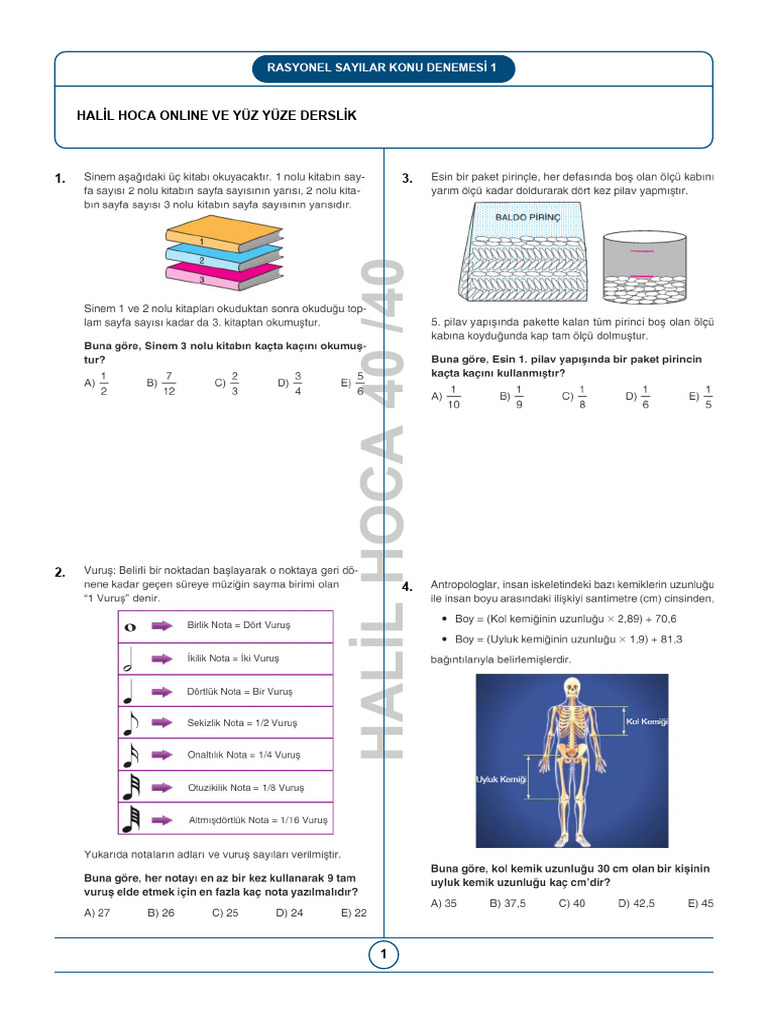 Rasyonel Sayilar Konu Denemesi̇ 1 | PDF