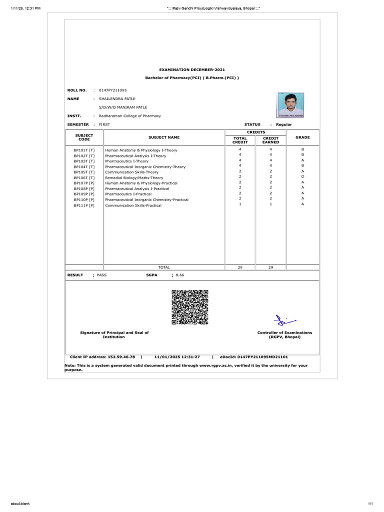 Rinku Semester Marksheet | PDF | Therapy | Health Care