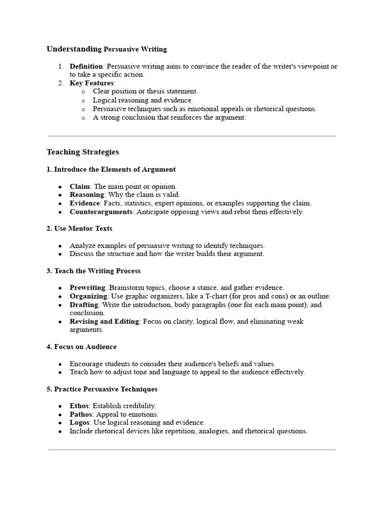 Persuasive Writing Notes | PDF | Human Communication | Communication