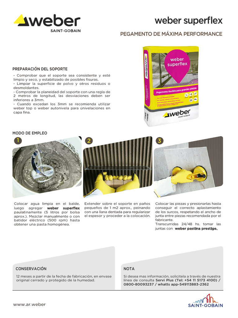 Uso de Weber Superflex en Preparación | PDF