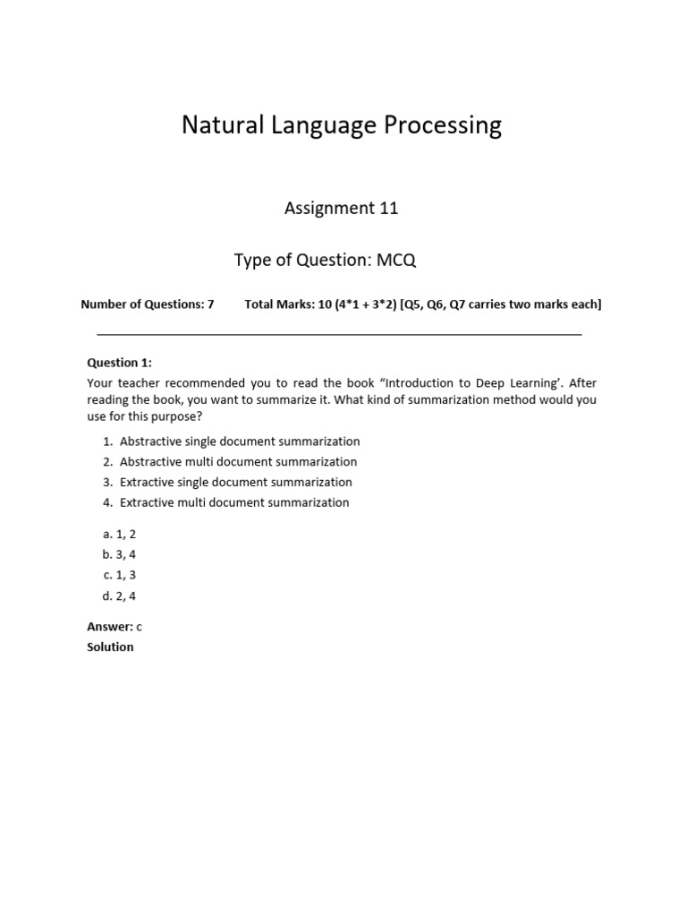 NPTEL NLP Assignment 11.bin | PDF | Information Science | Learning