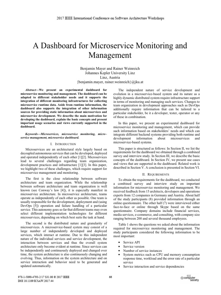 A dashboard microservice monitoring and management | PDF