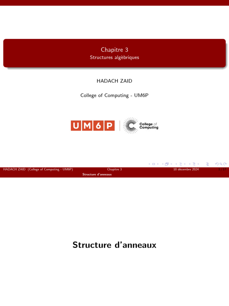 Structure des anneaux et propriétés | PDF | Corps commutatif | Anneau ...
