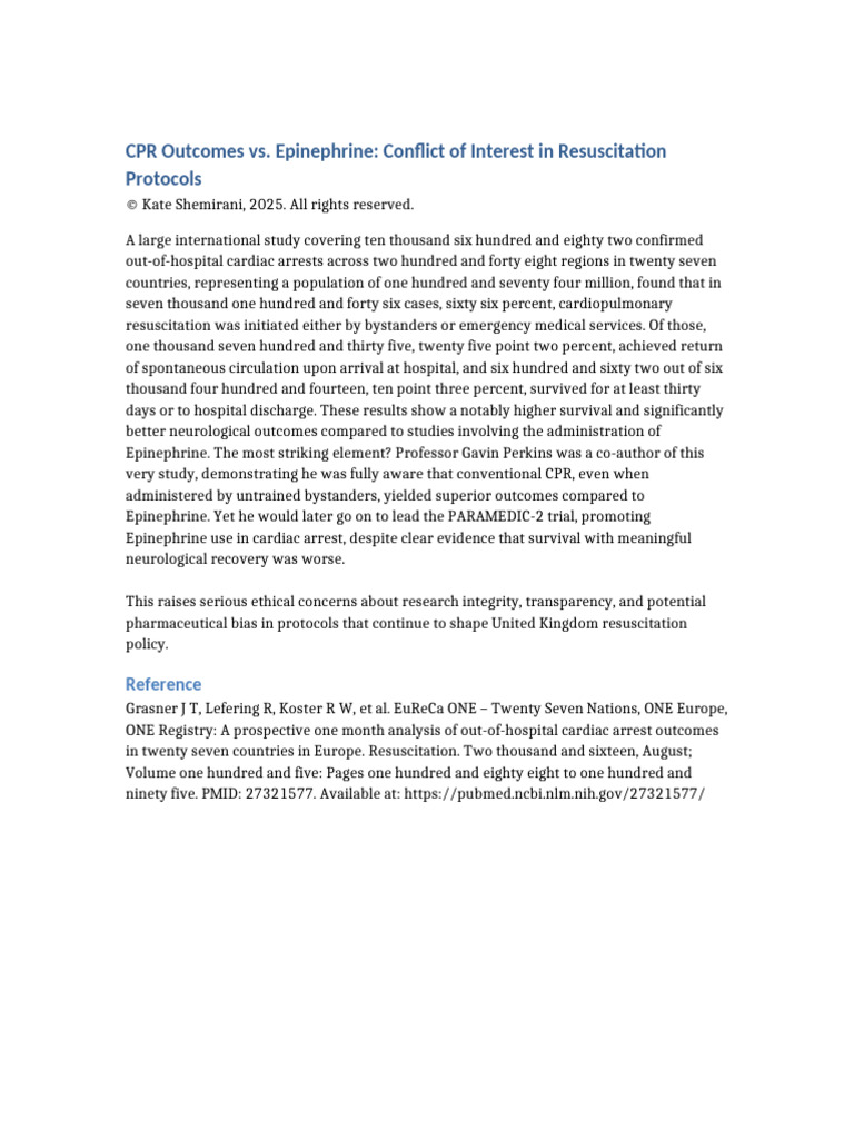 CPR Vs Epinephrine Kate Shemirani | PDF
