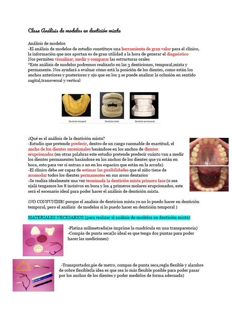Análisis de Modelos en Dentición Mixta | PDF | Índice de masa corporal ...
