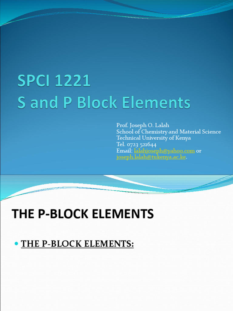BTech Ind Chem S and P Block Elements 5th Lecture December 2024 (1) .PDF-2 | PDF | Aluminium ...