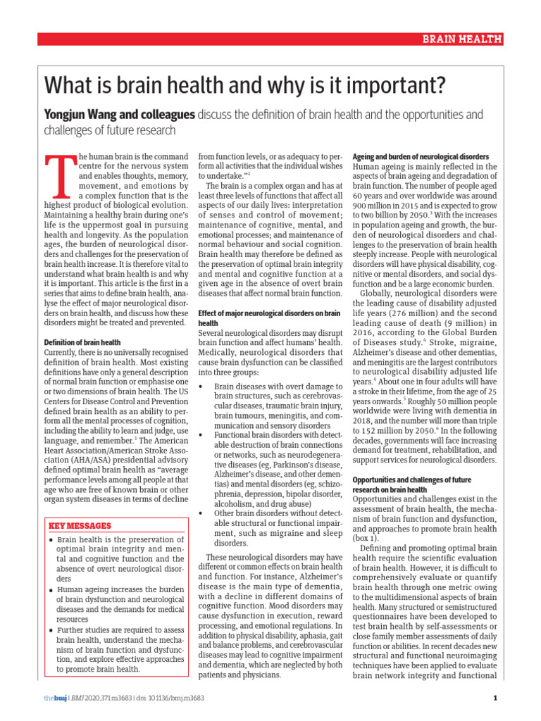 What Is Brain Health and Why Is It Important | PDF | Neurology | Dementia