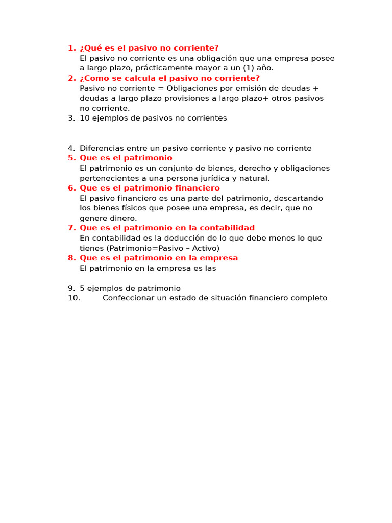Qué Es El Pasivo No Corriente | PDF