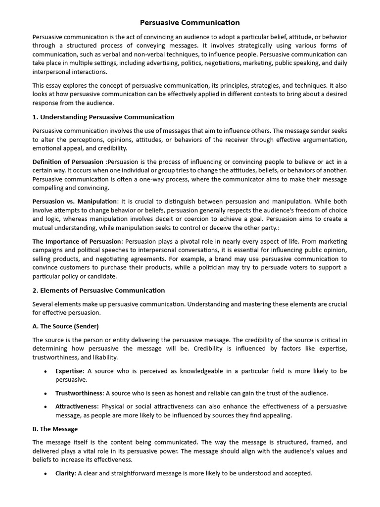 Mastering Persuasive Communication Techniques | PDF | Persuasion ...