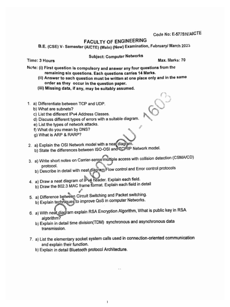 Computer Network PYQs | PDF