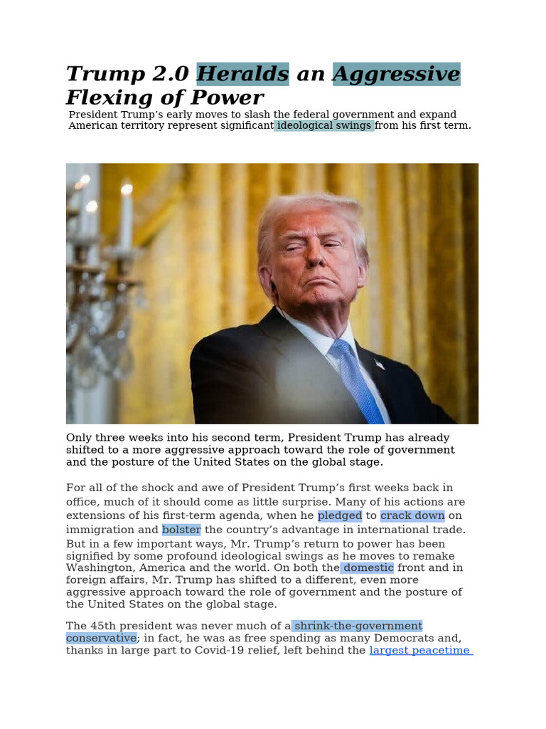 99.trump 2.0 Heralds An Aggressive Flexing of Power | PDF | Donald ...
