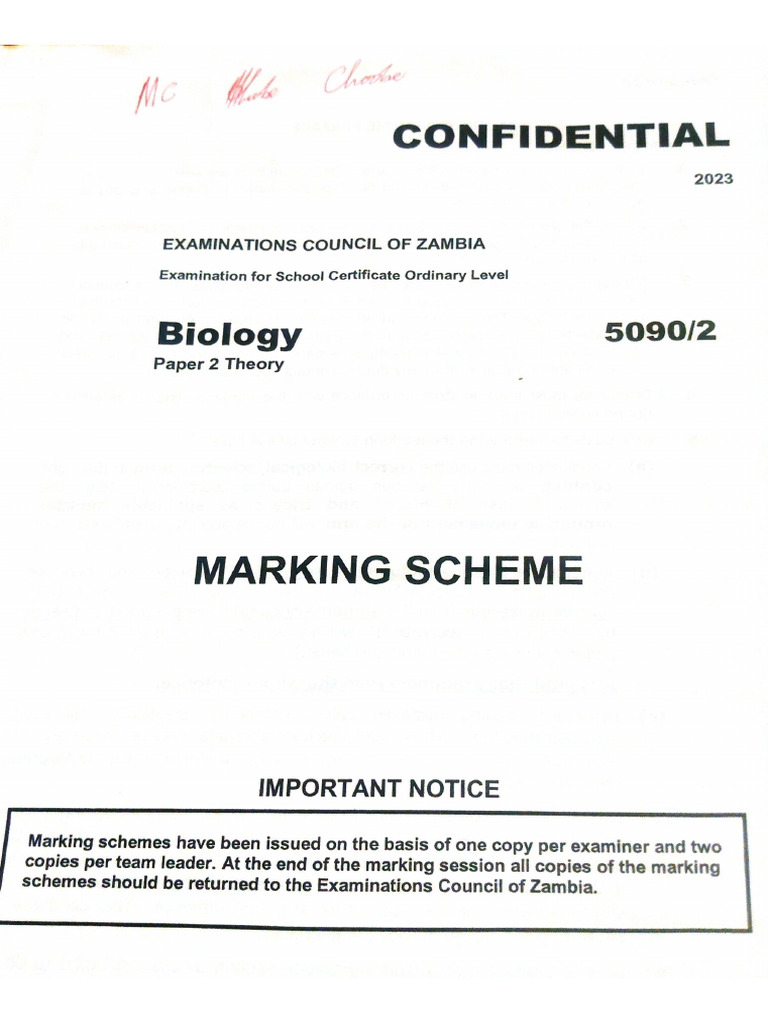 Biology Marking Key Internal 2023 | PDF