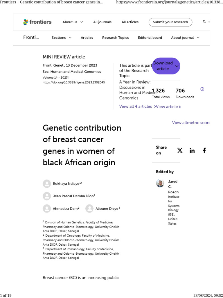 Frontiers - Genetic Contribution of Breast Cancer Genes in Women of ...