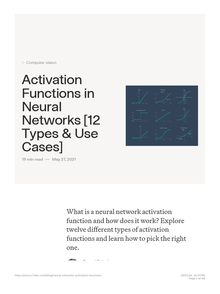 Activation Functions in Neural Networks (12 Types & Use Cases) | PDF | Artificial Intelligence ...