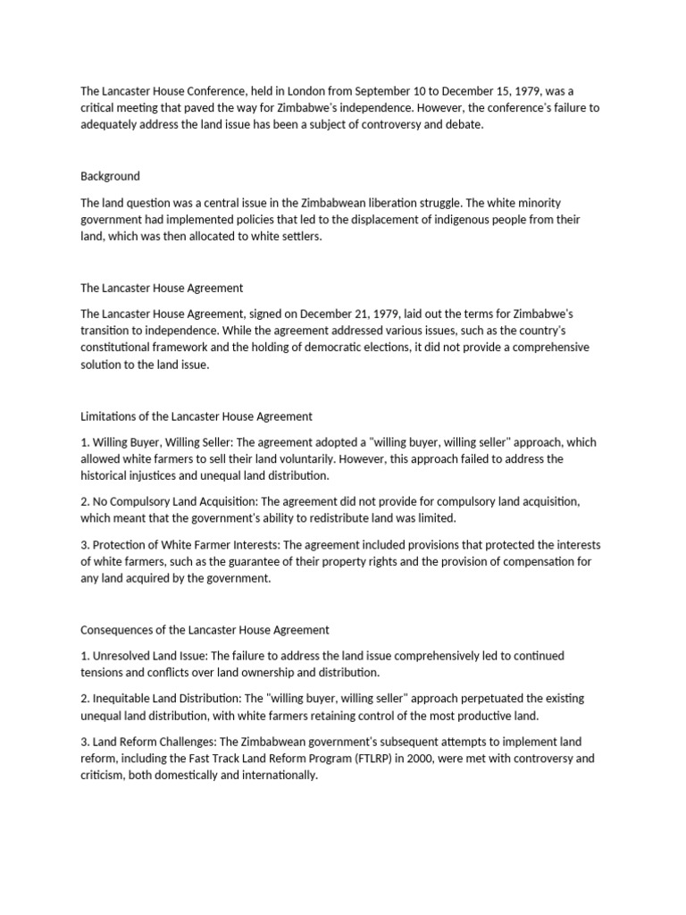 The Lancaster House Conference | PDF | Zimbabwe | Rhodesia