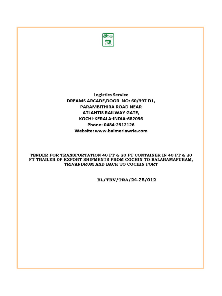 Tender for Container Transportation Services | PDF | Arbitration